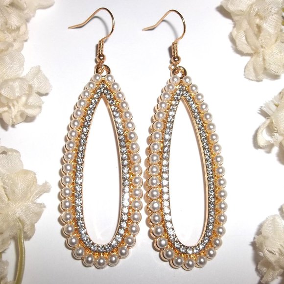 Fashion Jewelry | Jewelry | White Faux Pearl Hoop Earrings With White ...
